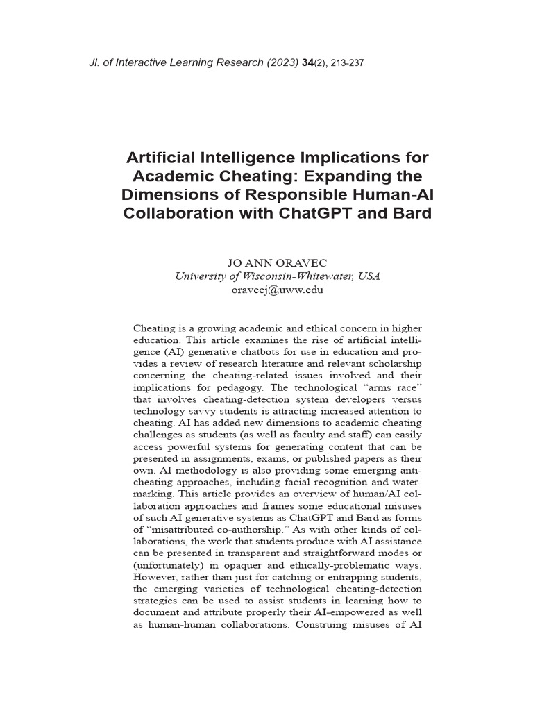 AI's Role in Academic Cheating | PDF | Artificial Intelligence ...