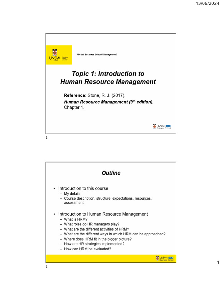 Topic 1 Introduction MGMT5907 | PDF | Human Resource Management ...