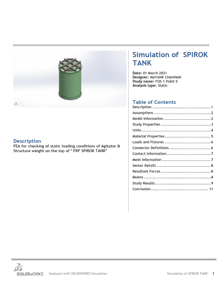 Sample Static Fem Analysis Report | PDF | Strength Of Materials | Young ...