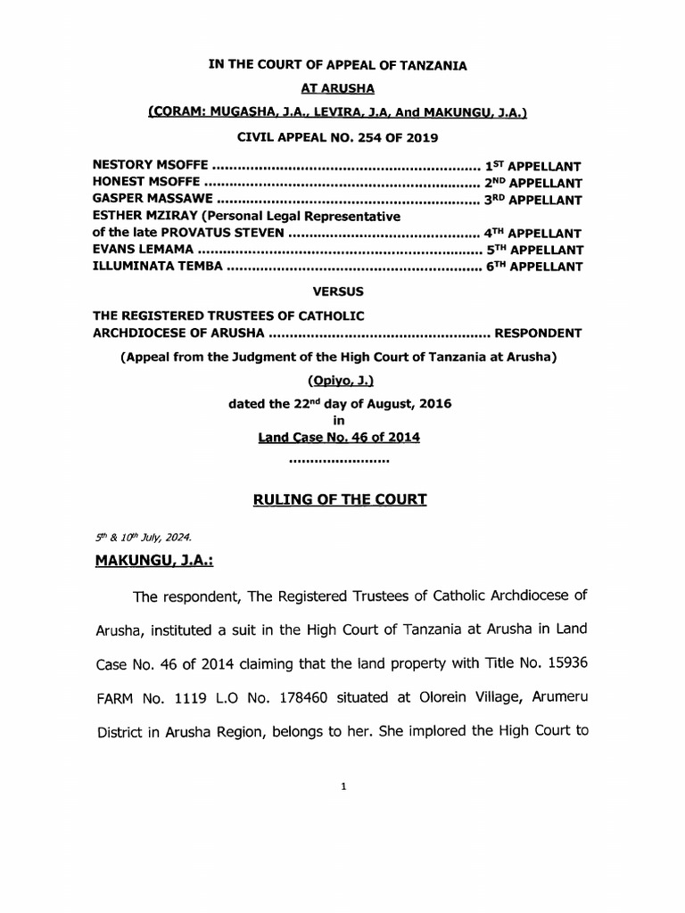 JOSEPH GIDION-Consequences of Failure To Join The Registrar of Land in ...