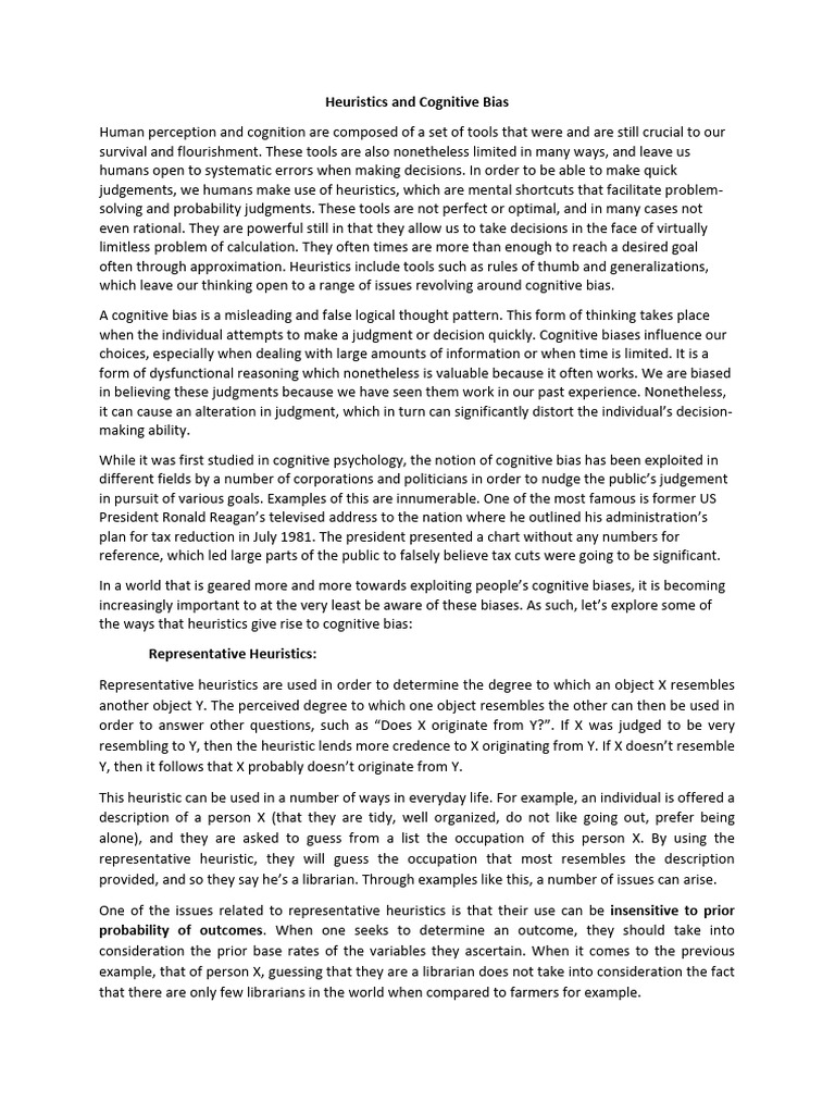 Heuristics and Cognitive Bias by Me | PDF | Heuristic | Representativeness Heuristic