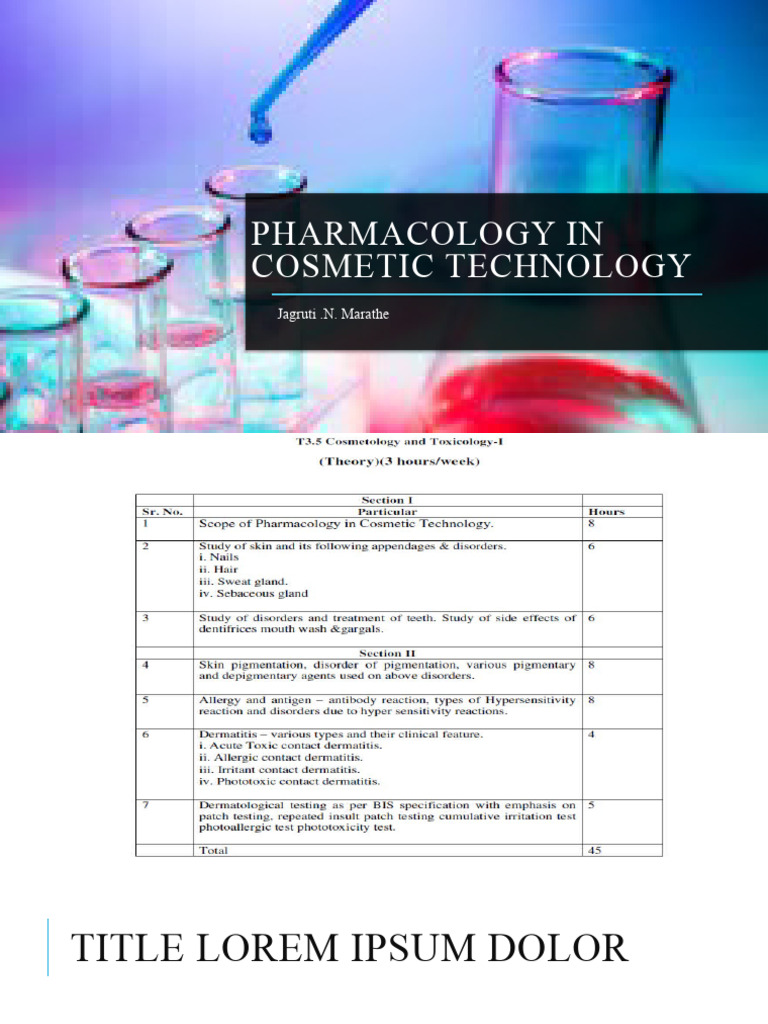 Pharmacology in Cosmetic Technology | PDF | Pharmacology | Toxicology