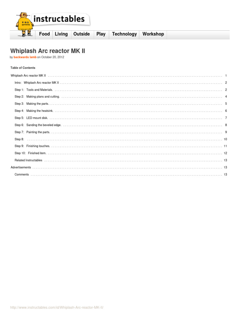 Whiplash Arc Reactor MK II | PDF | Knife