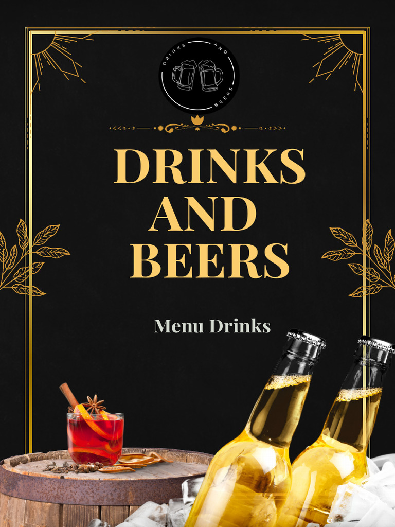 Black Gold Modern Vintage Bar Menu | PDF