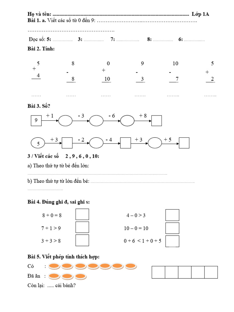 BT Ôn thêm - 1A | PDF