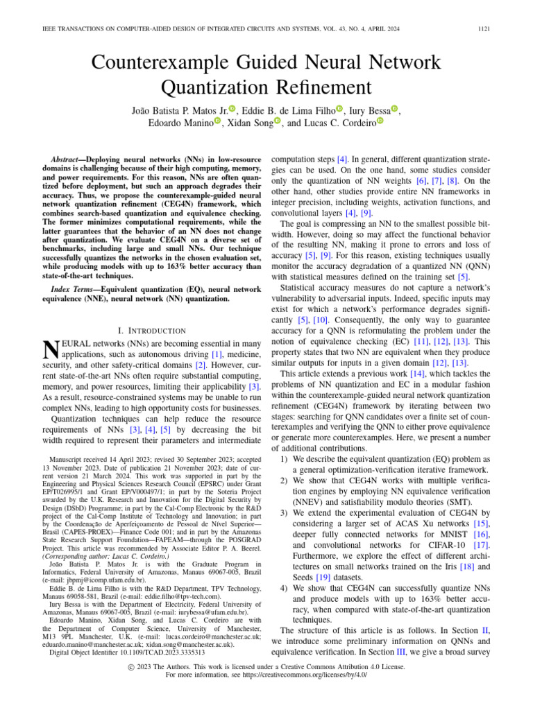 Counterexampleguidedneuralnetworkquantizationrefinement Pdf Mathematics Applied 