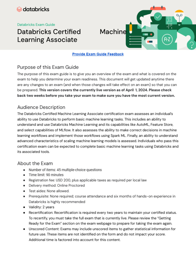 Databricks Certified Machine Learning Associate Exam Guide | PDF | Apache Spark | Machine Learning