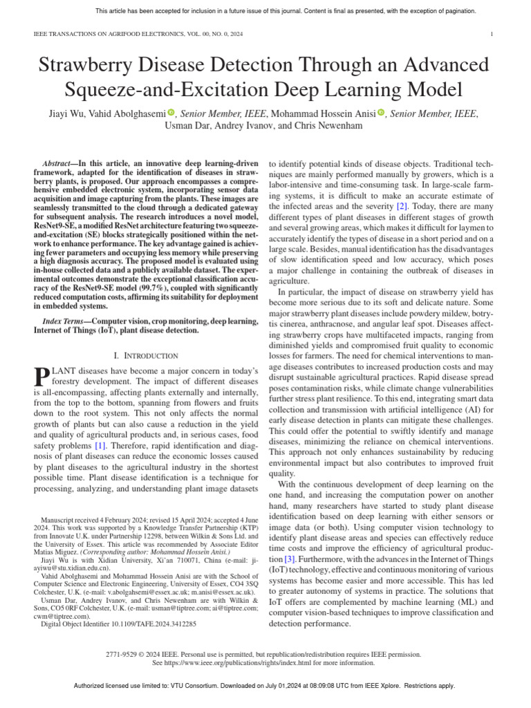 Strawberry Disease Detection Through An Advanced Squeeze-and-Excitation Deep Learning Model ...