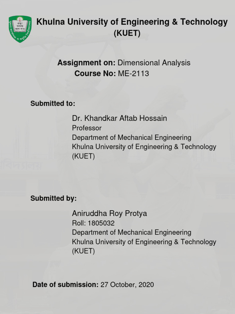 Dimensional Analysis Assignment | PDF | Convection | Viscosity