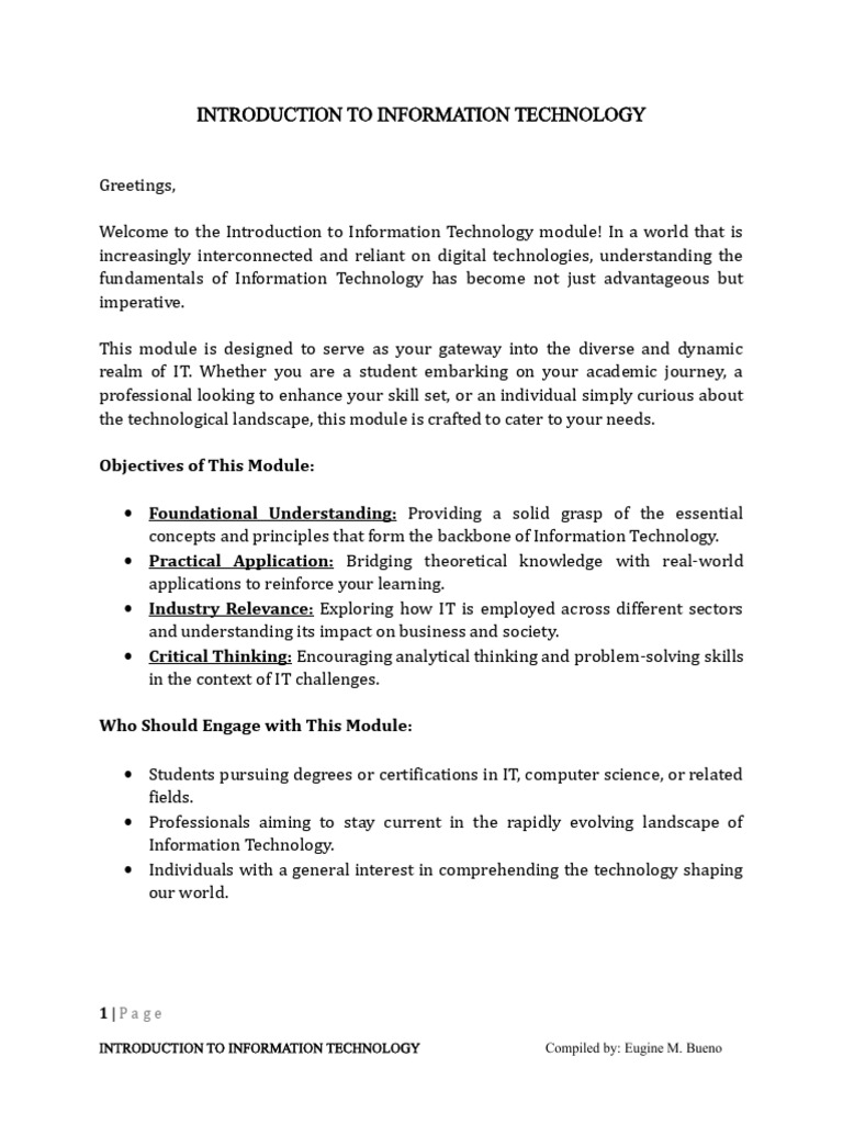 Introduction To Information Technology | PDF | Loom | Computing