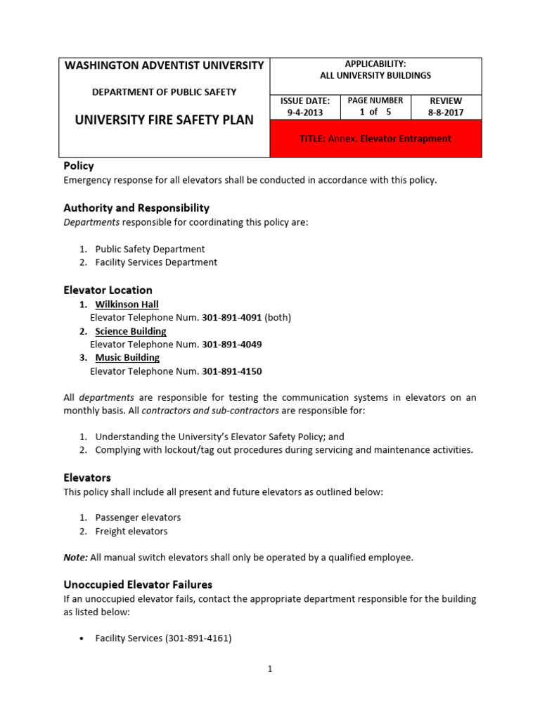 Elevator Emergency Response Policy | PDF | Elevator | Emergency