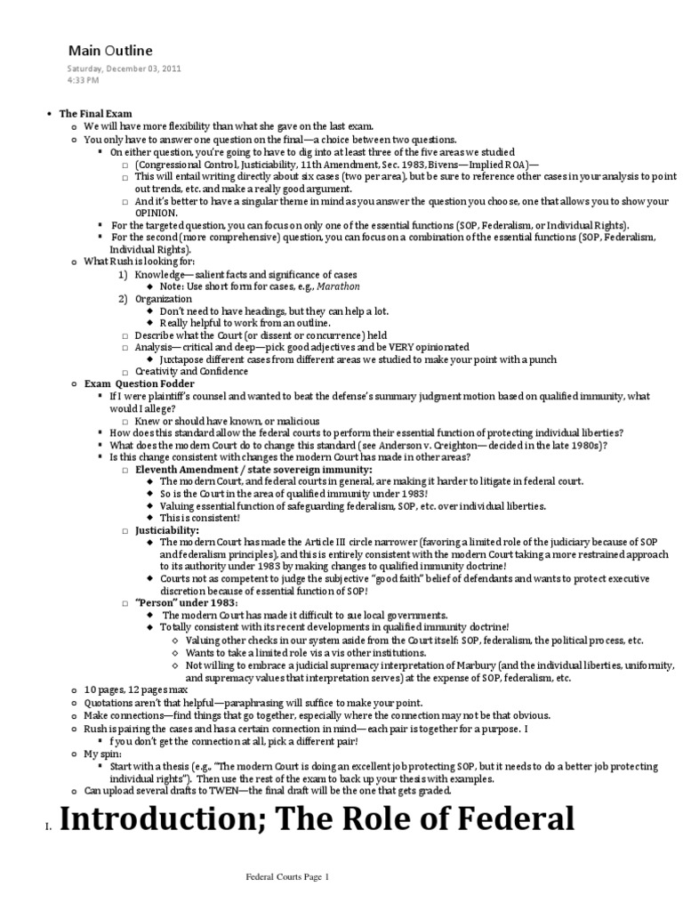 Introduction The Role of Federal Courts: Main Outline | Download Free ...
