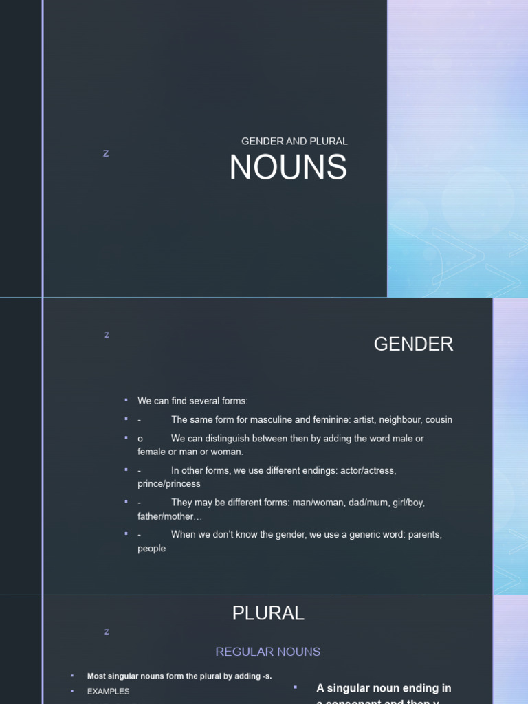 Gender and Plural Nouns | PDF | Grammatical Gender | Plural