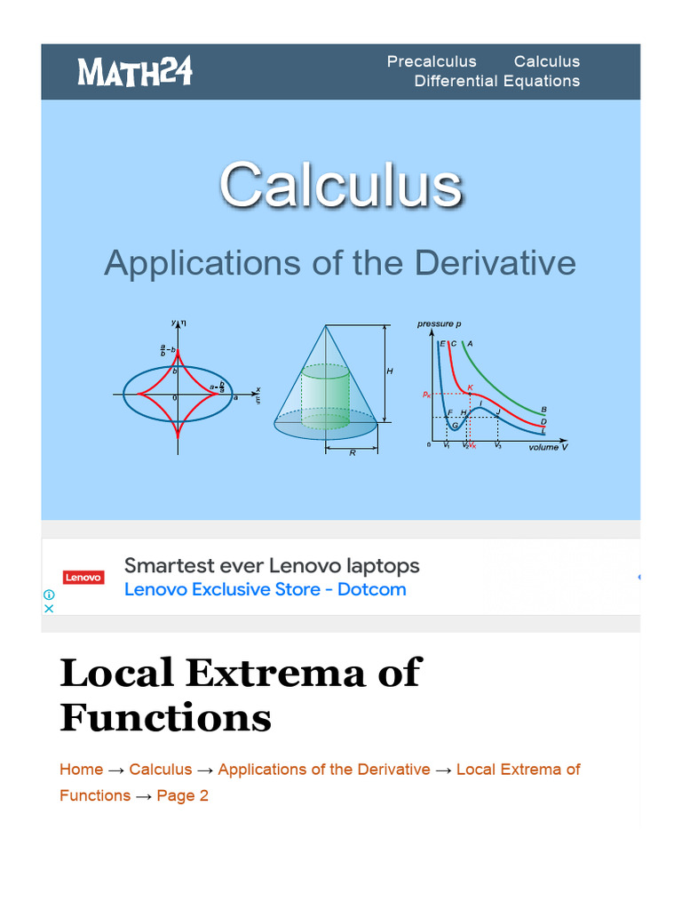 Calculus Extrema Problem Solving | PDF | Function (Mathematics) | Derivative