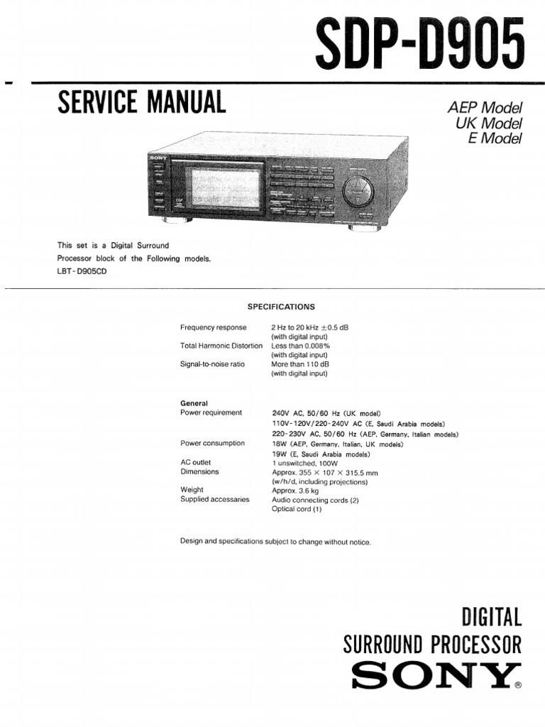 Sony SDP-D905 | PDF