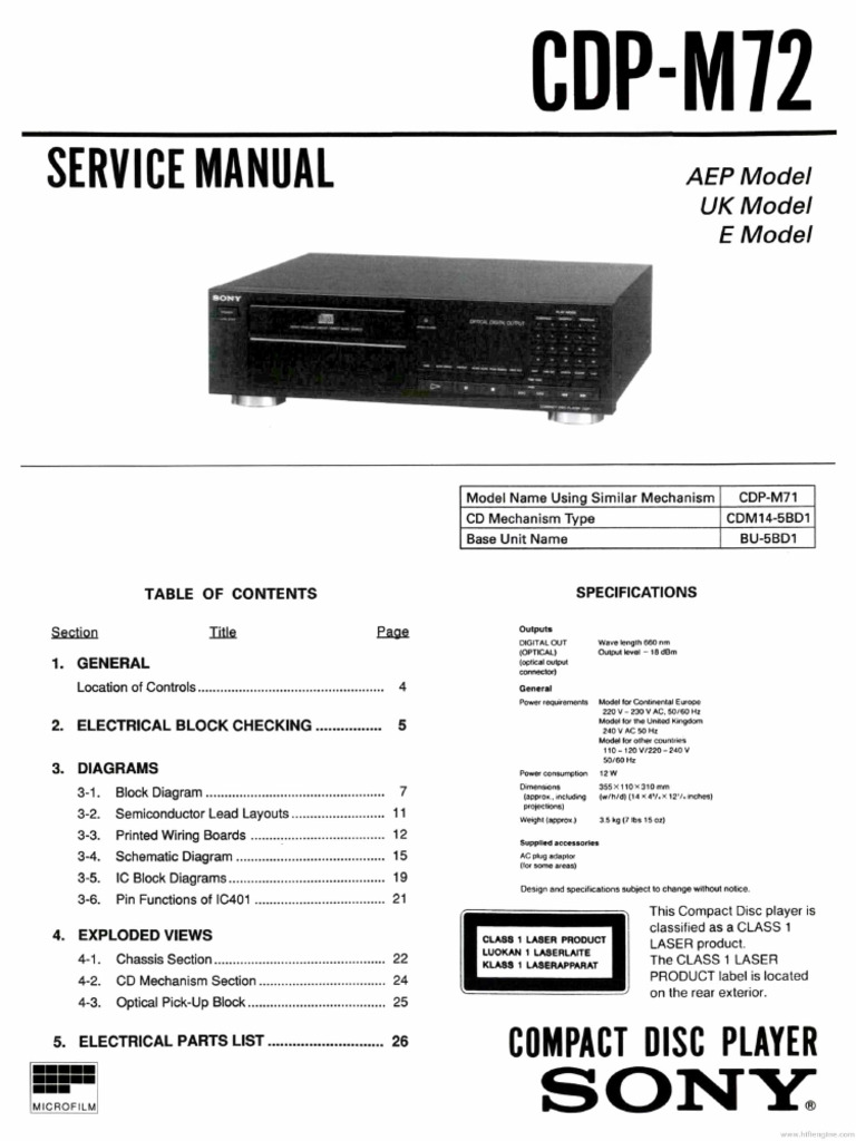Sony CDP m72 | PDF