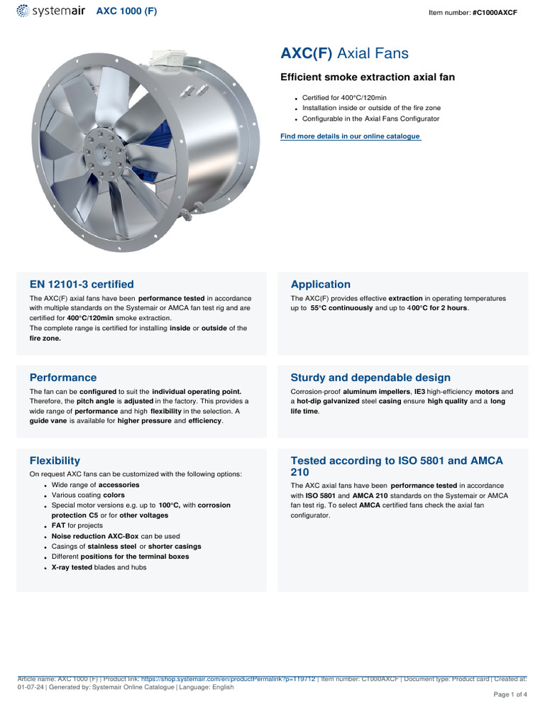 Systemair AXC 1000 (F) | PDF | Electricity | Electrical Engineering