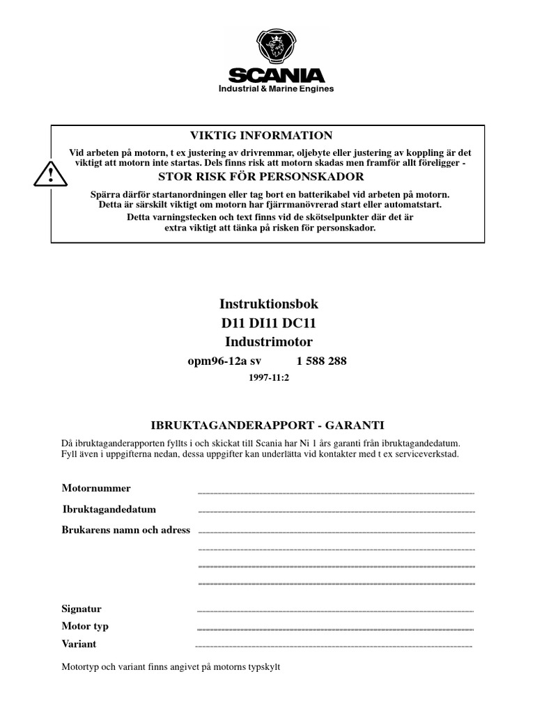 Scania DC11 Manual | PDF