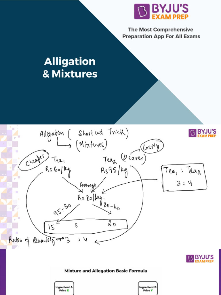 Live Class Mixture Alligation | PDF