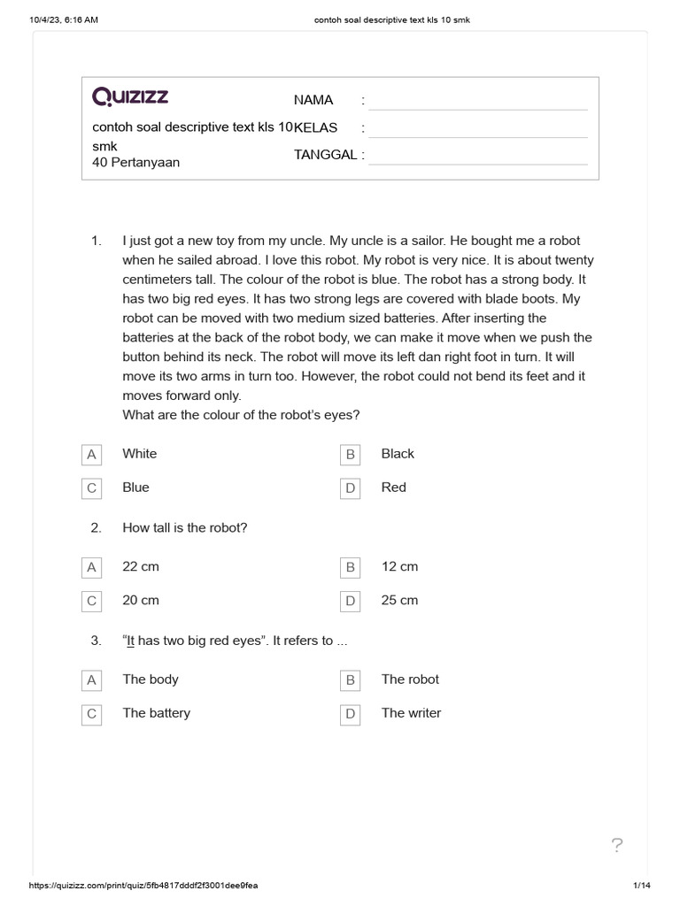 Contoh Soal Descriptive Text Kelas 10 | PDF | Orangutan