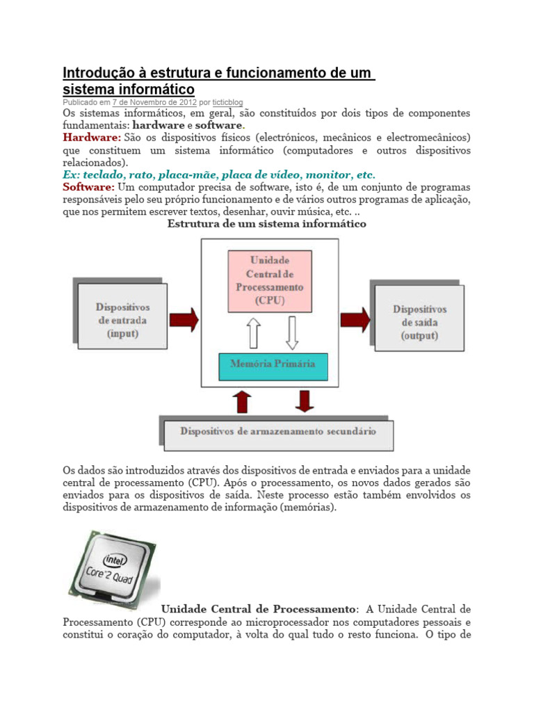 Estrutura e Funcionamento Do Computador | PDF | DVD | Armazenamento de ...