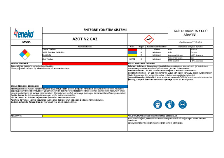 9. MSDS Özet Azot Gaz | PDF