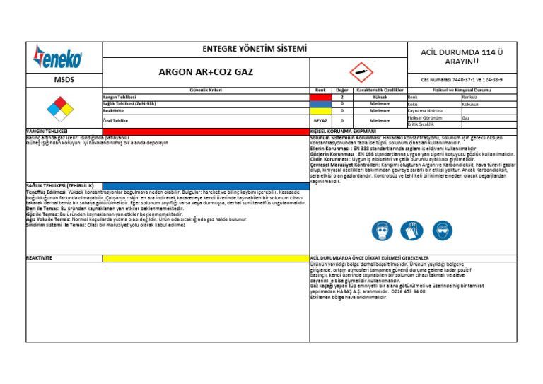 10. MSDS Özet Argon Gaz | PDF