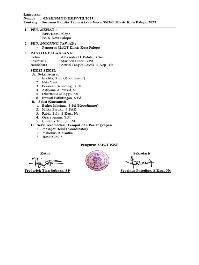 SK Panitia Temu Akrab GSM KKP | PDF