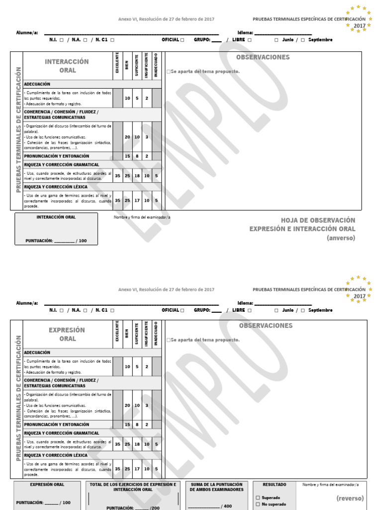 Eoi Assessment Criteria b1 b2 c1 | PDF | Sintaxis | Mecánica del lenguaje