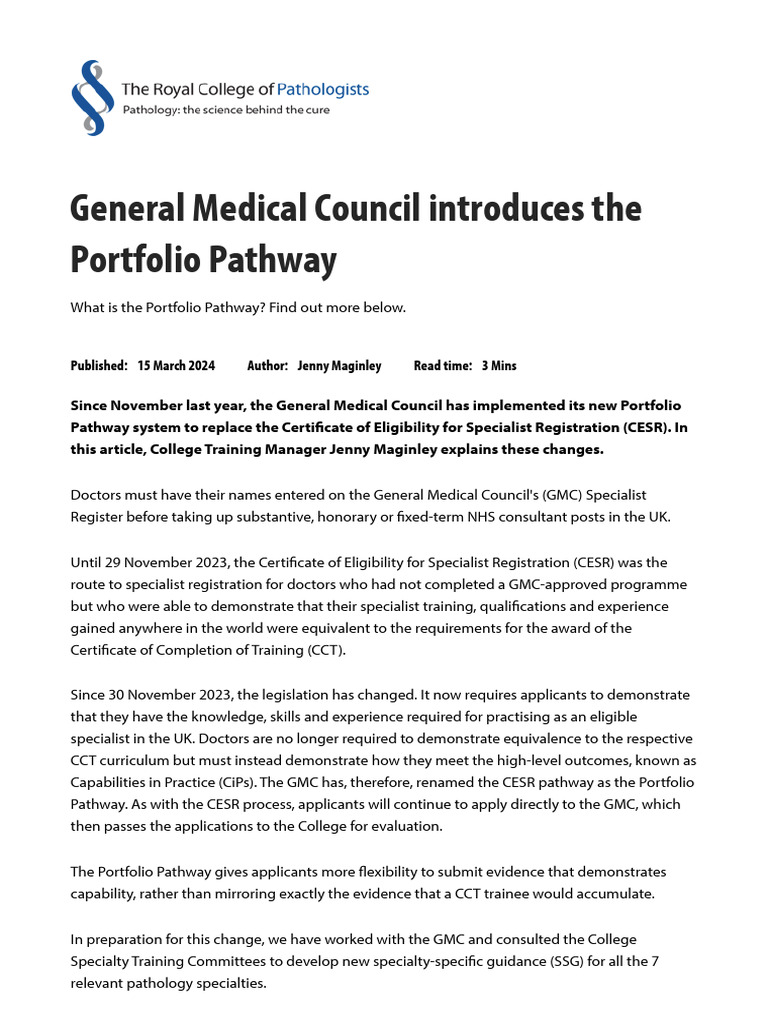 13 General Medical Council Introduces The Portfolio Pathway | PDF ...