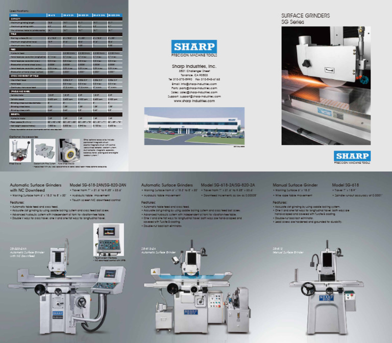 Sharp Surface Grinders SG Series | PDF | Grinding (Abrasive Cutting ...
