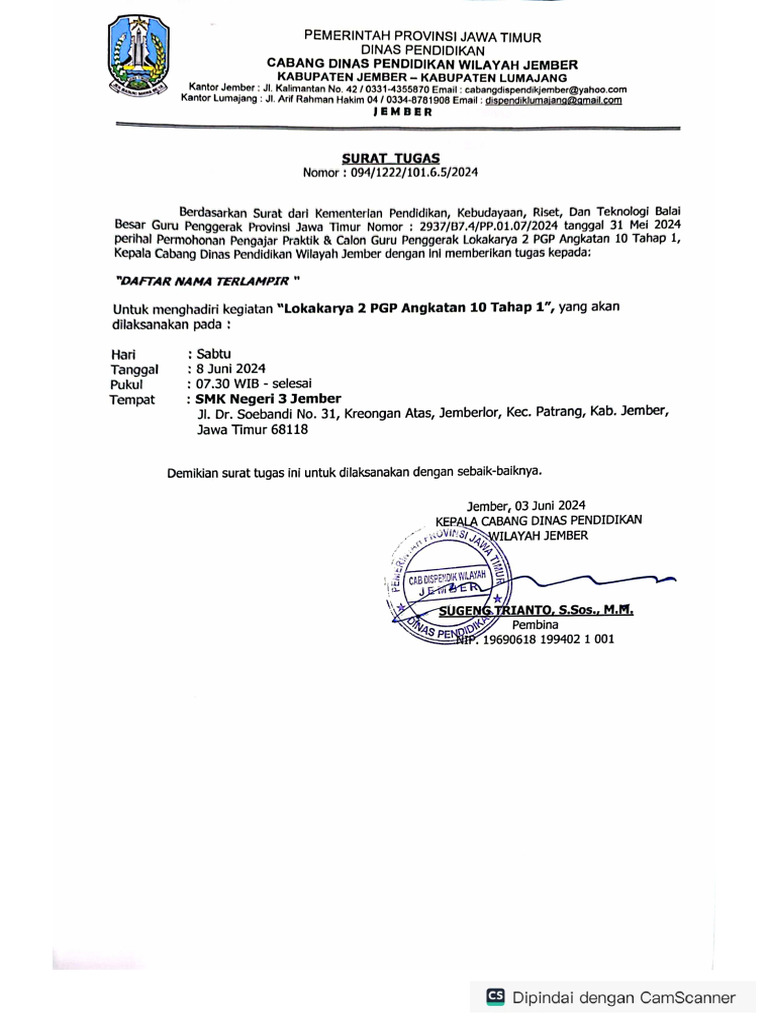 1222 Surtug SGP Tahap 1 SMKN 3 JBR | PDF