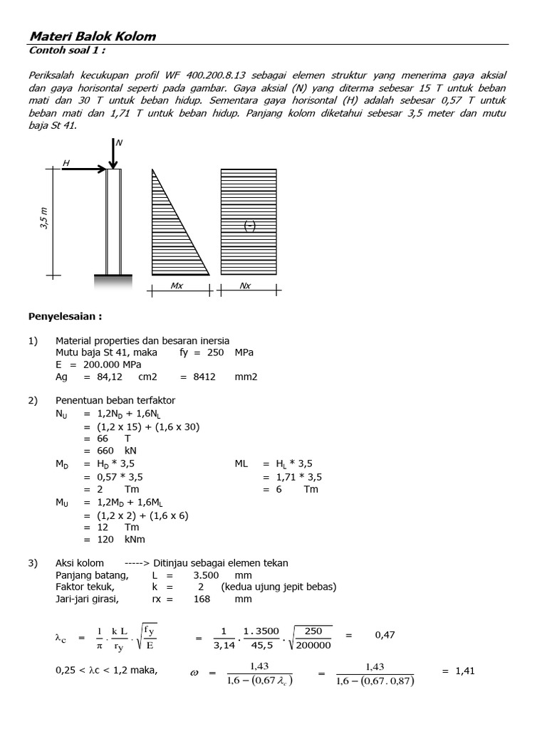3a. Contoh Soal 1 Balok Kolom-Fix-Mhs | PDF | Sains & Matematika