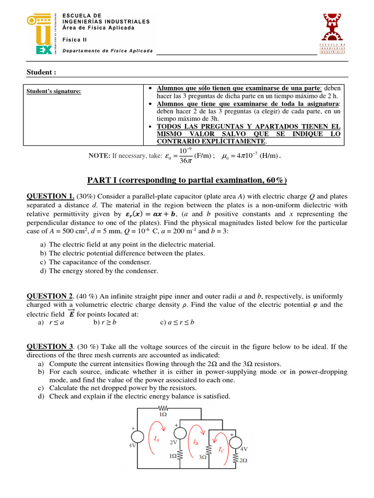 Examen final junio 2019 | Download Free PDF | Waves | Capacitor