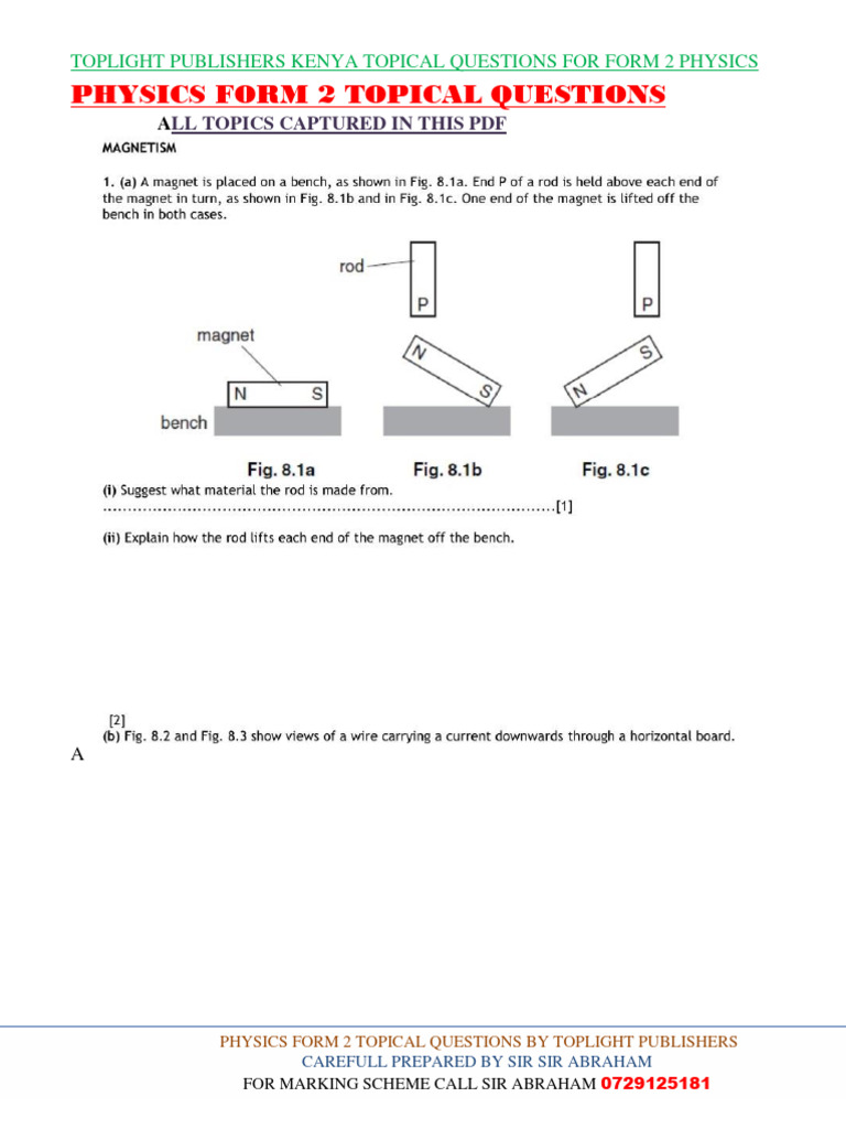 Form 2 Physics Topical Questions | PDF | Physics | Physical Sciences