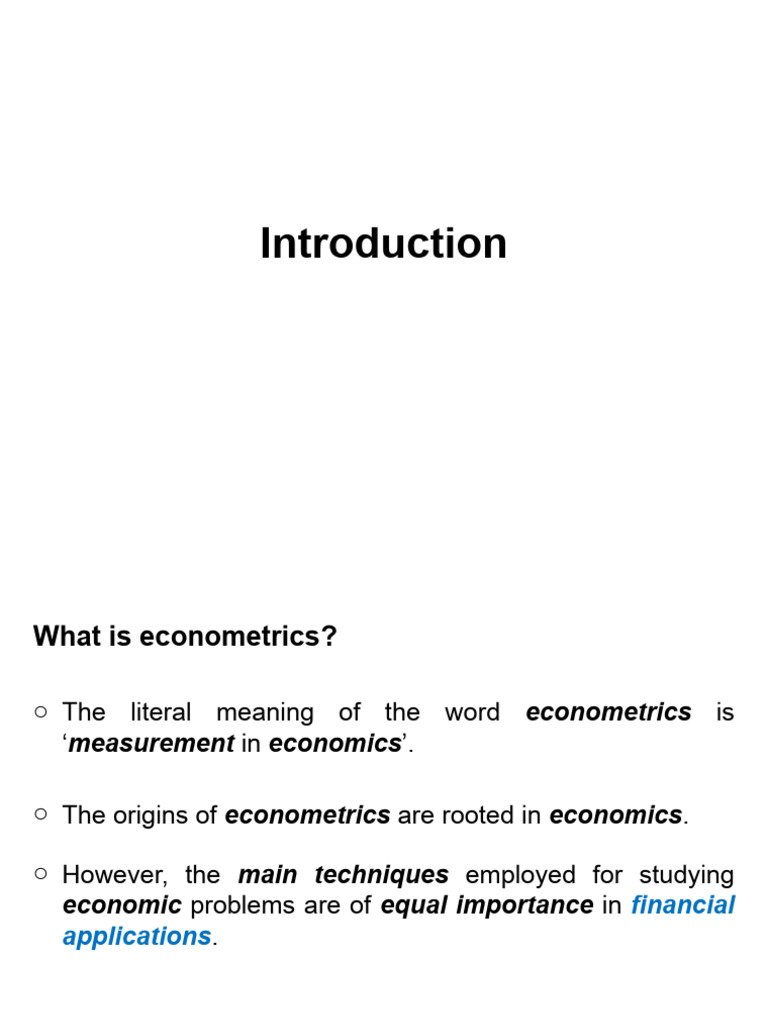 Chapter 1 Introduction | PDF | Econometrics | Statistics Chapter 1 Introduction | PDF | Econometrics | Statistics