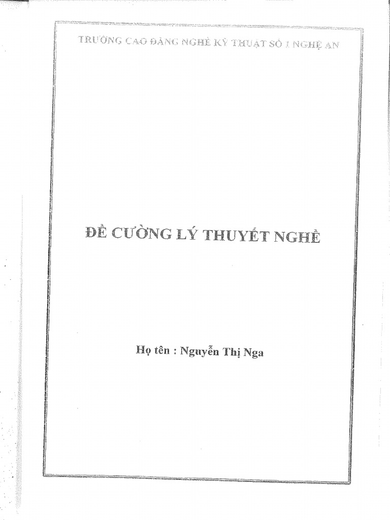 De Cuong Ly Thuyet Nghe | PDF