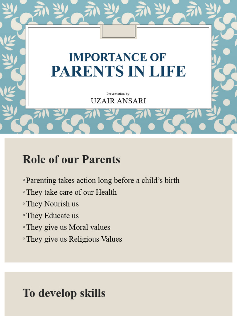 Role of Parents in Our Lives | PDF