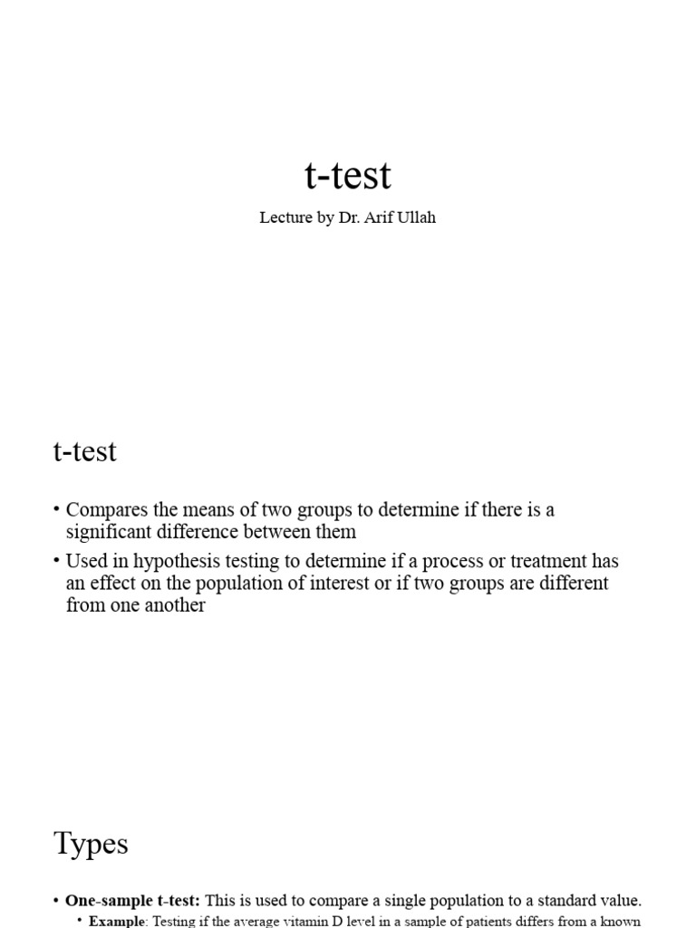 T Test | PDF | Student's T Test | Research Methods