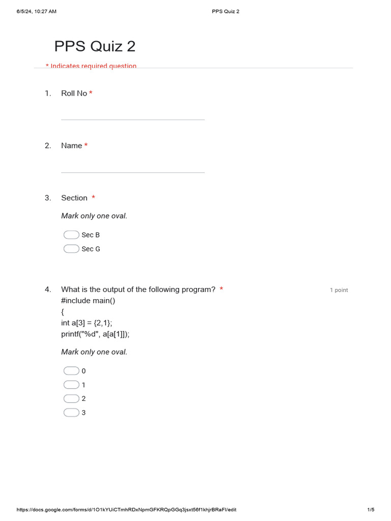 PPS Quiz 2 - Google Forms | PDF | Computer Engineering | Software Development
