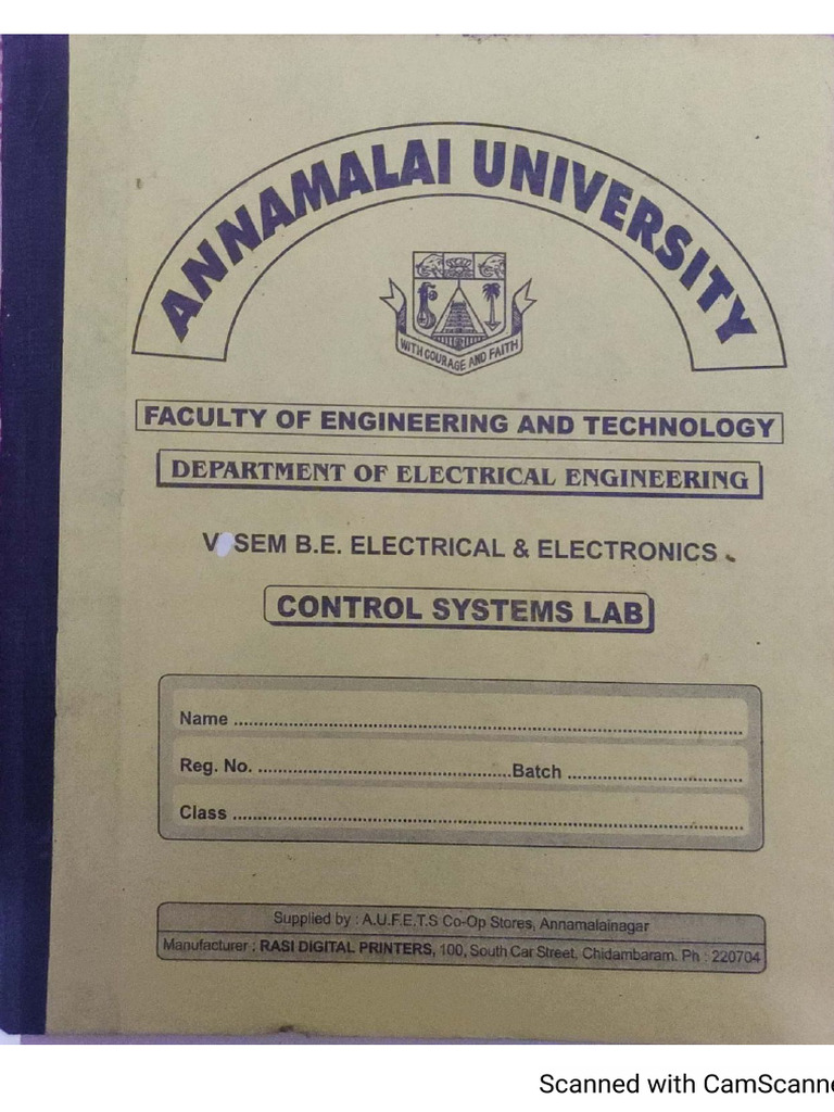 Eecp509 Pcp-Viii Control System Lab | PDF