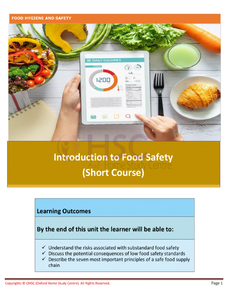 Intro To Food Safety Course | PDF