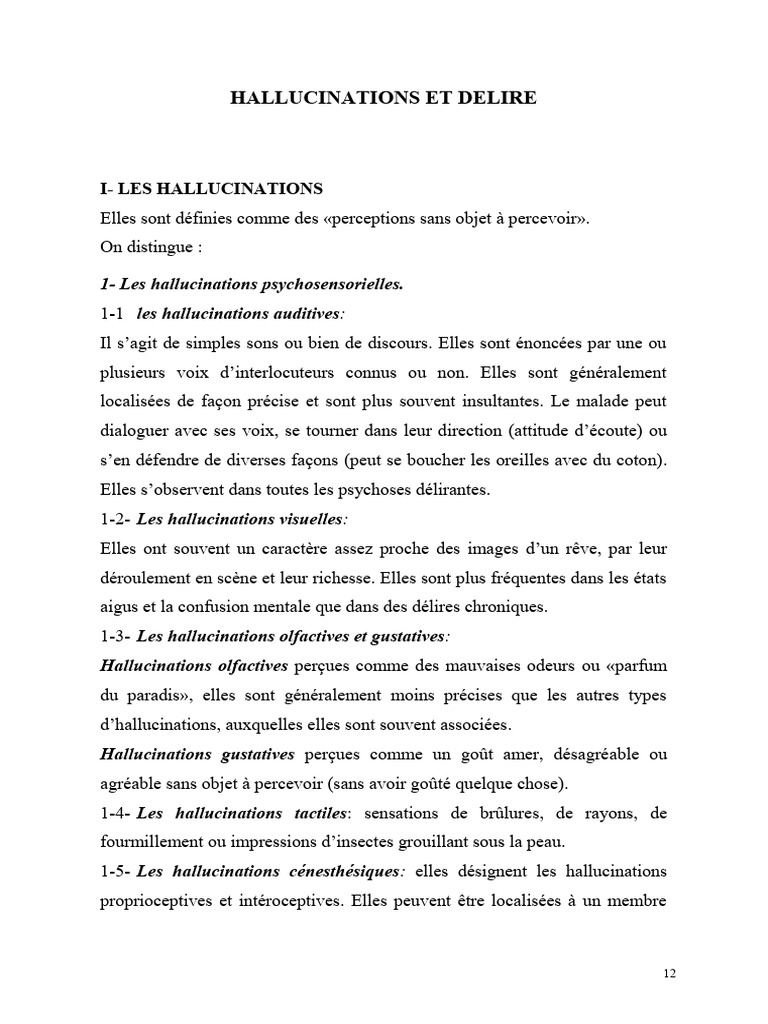 Hallucinations et Syndrome Délirant | PDF | Hallucination | Délire