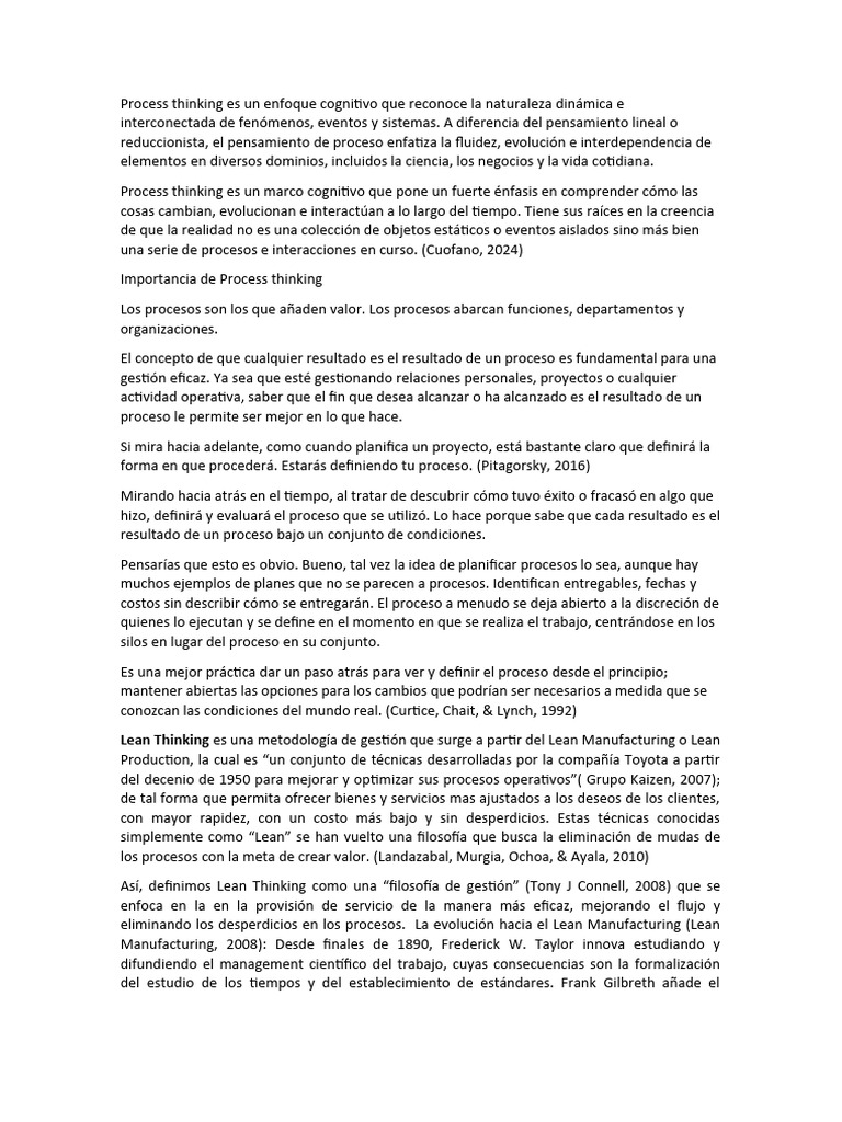 Process thinking and lean thinking | PDF | Lean Manufacturing | Pensamiento Process thinking and lean thinking | PDF | Lean Manufacturing | Pensamiento
