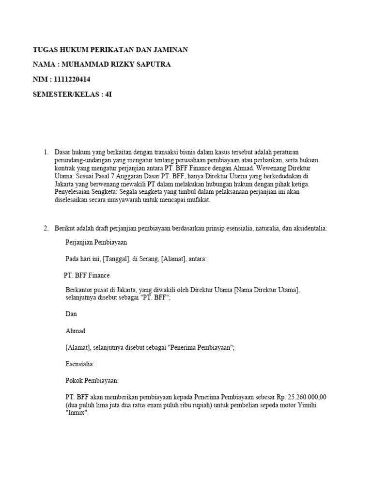 Muhammad Rizky Saputra (1111220414) - Surat Perjanjian | PDF