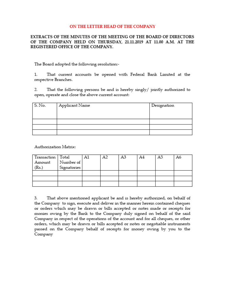 Bank Board Resolution | PDF | Overdraft | Banks