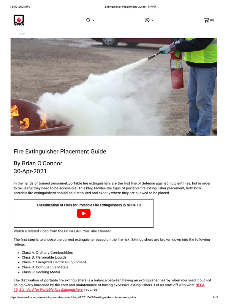 Extinguisher Placement Guide - NFPA | PDF | Fires | Safety