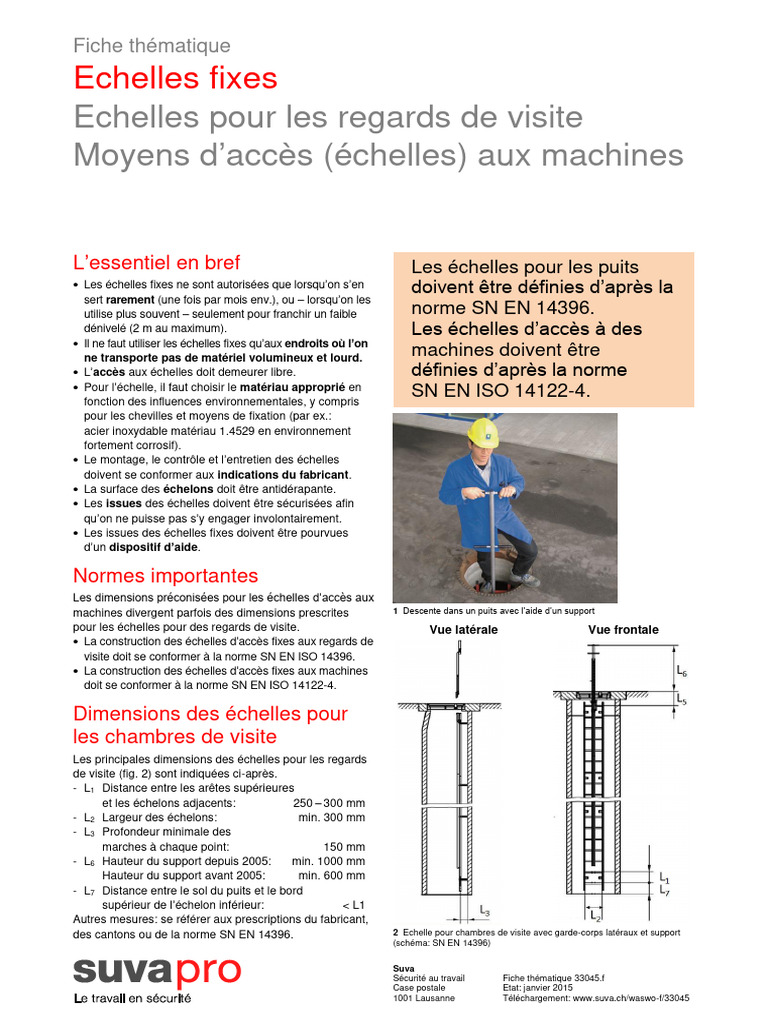 Normes et dimensions des échelles fixes | PDF