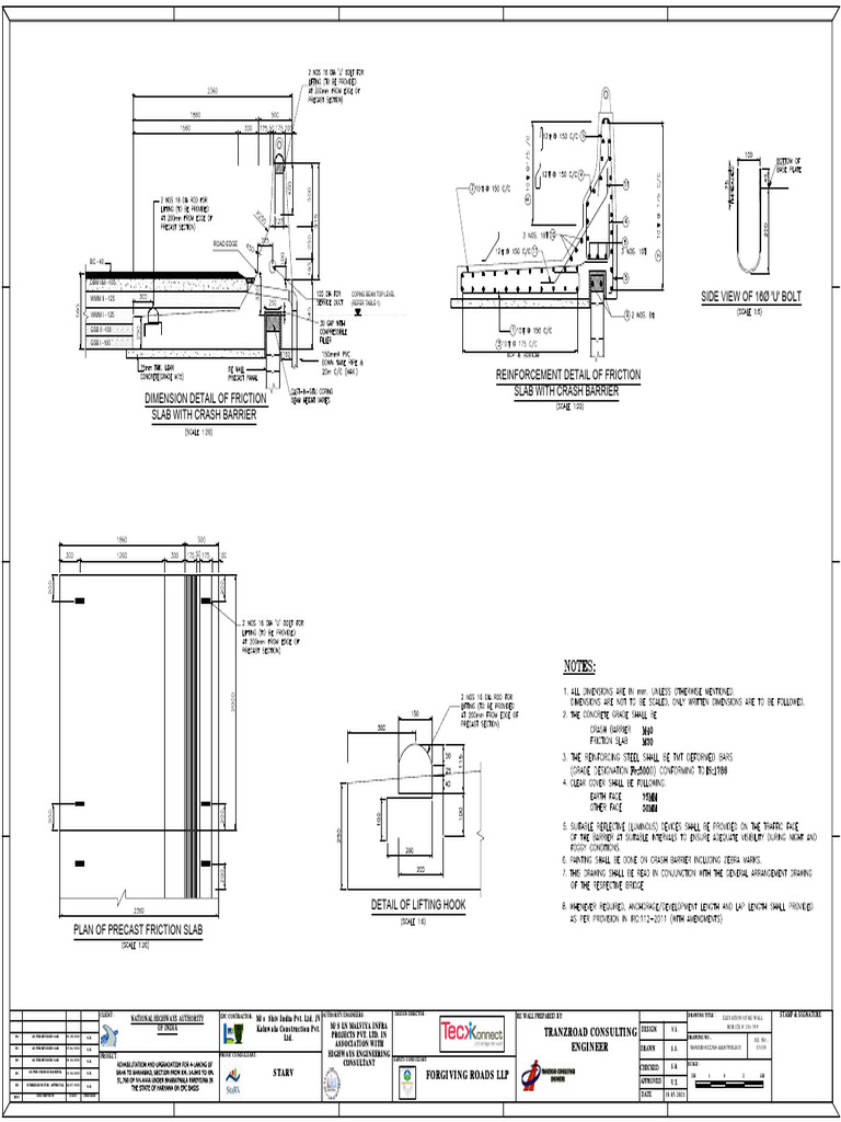 Crash Barrier With Friction Slab Drawing | PDF | Civil Engineering