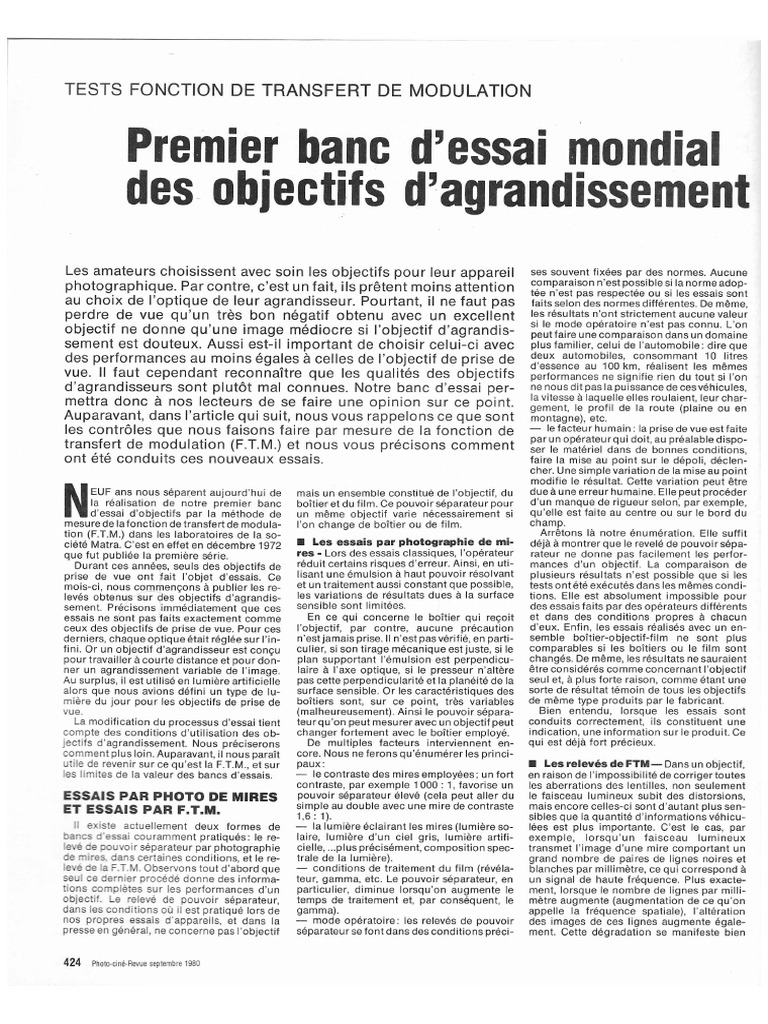 Test ftm objectifs agrandissement - photo revue 1 | PDF